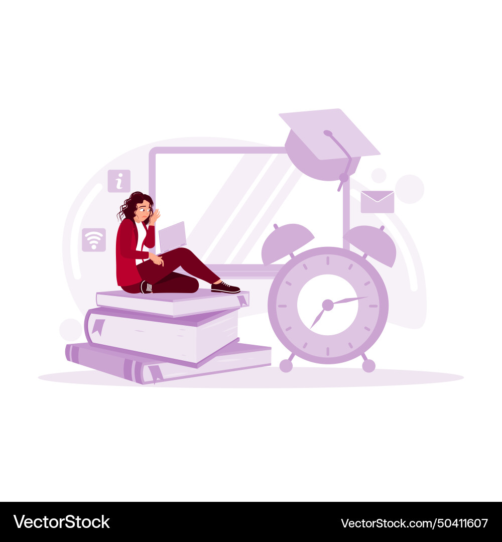 Concept of deadline the character is afraid Vector Image