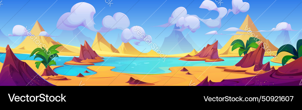 Desert landscape with dunes and lake Royalty Free Vector