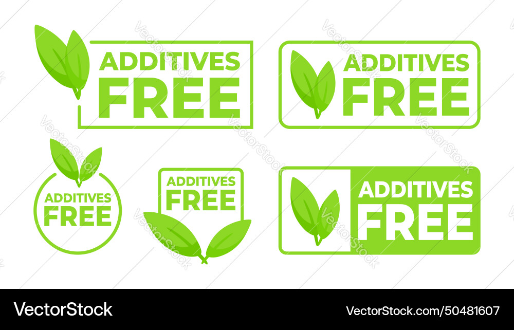 Green labels communicating additives free Vector Image