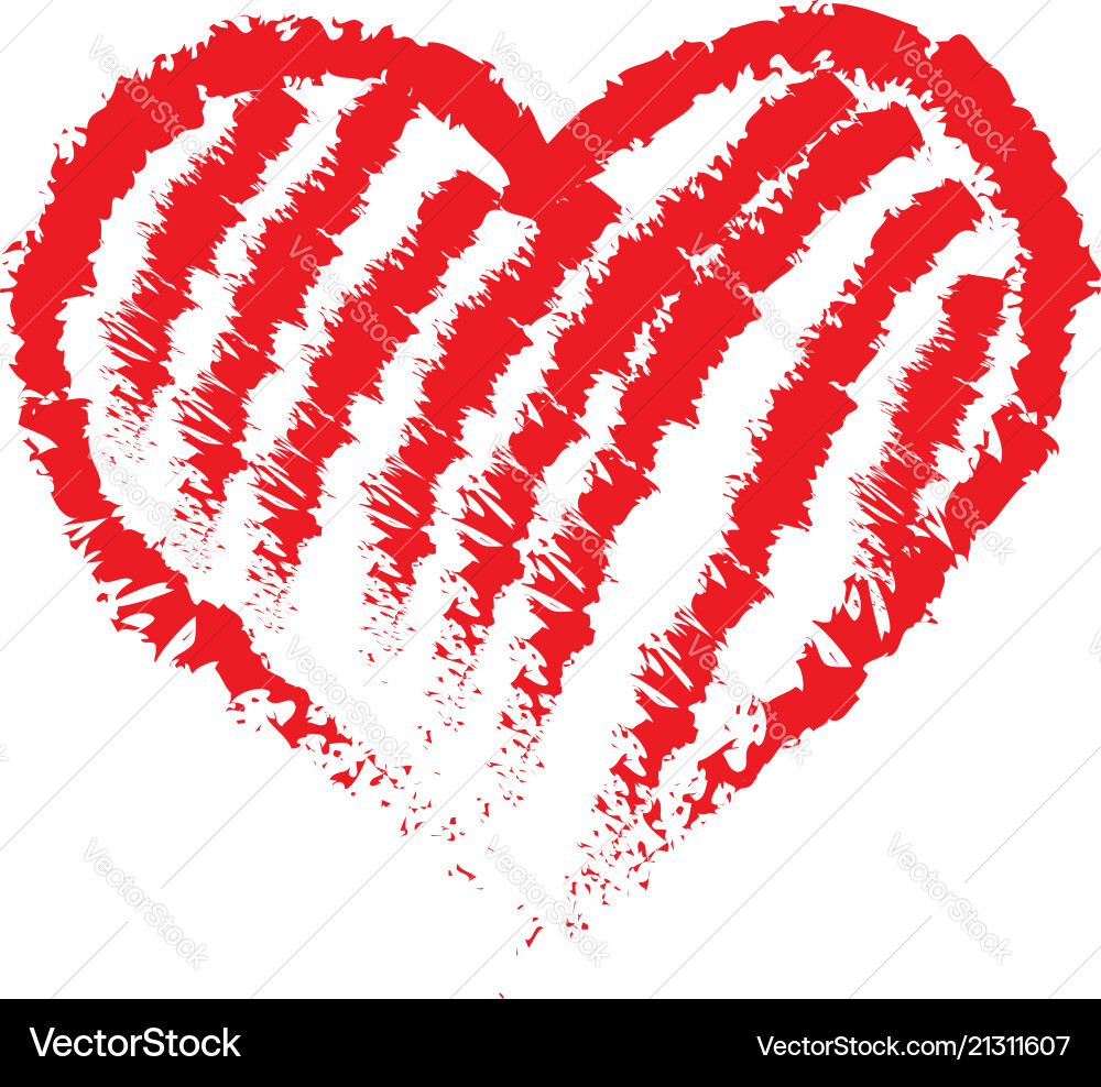 Hand-drawn red heart Royalty Free Vector Image