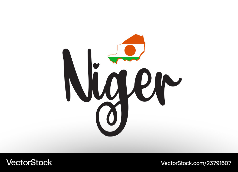 Niger country big text with flag inside map Vector Image