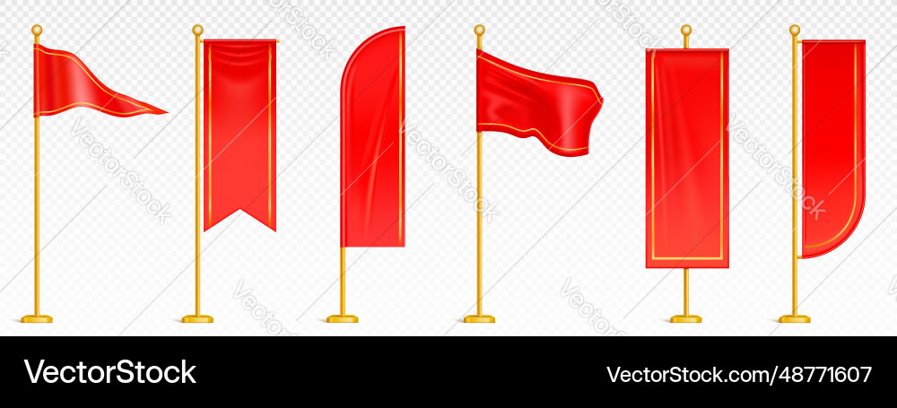 Red pennant 3d mockup realistic Royalty Free Vector Image