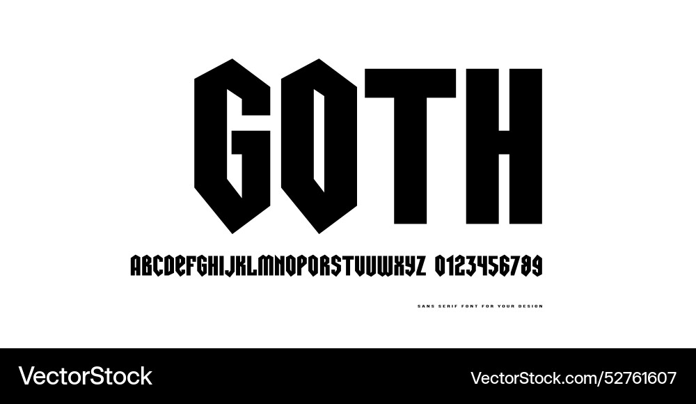 Sans serif font in black letter style Royalty Free Vector