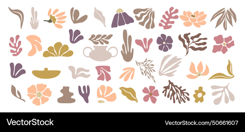 Set of hand drawn floral design elements Vector Image