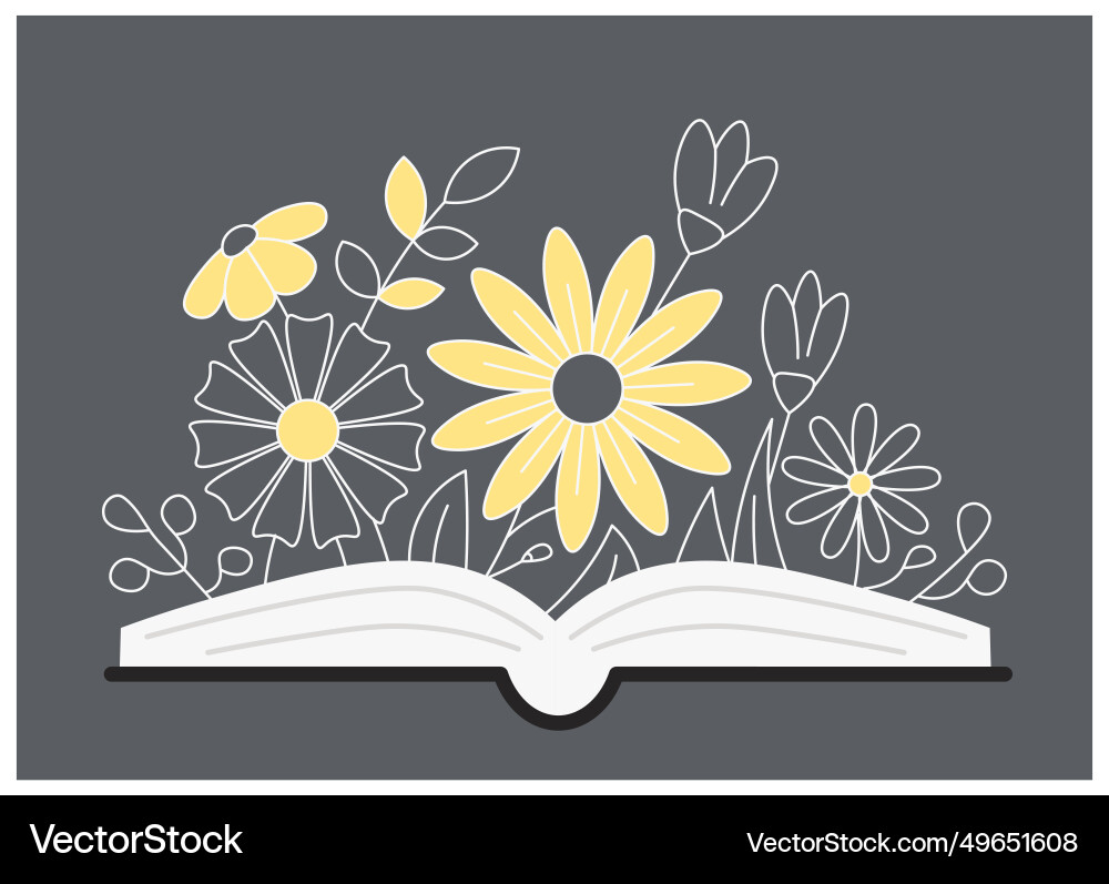 Book with flowers Royalty Free Vector Image - VectorStock