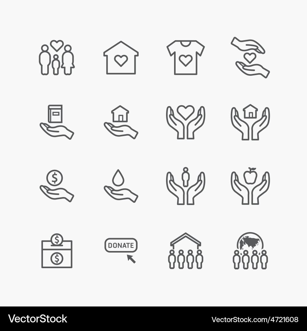 Charity & Support Icons - Silhouettes Vector Image
