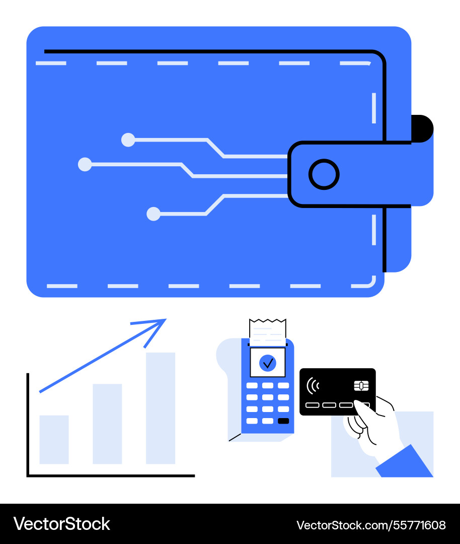 Digital wallet with growth chart contactless Vector Image