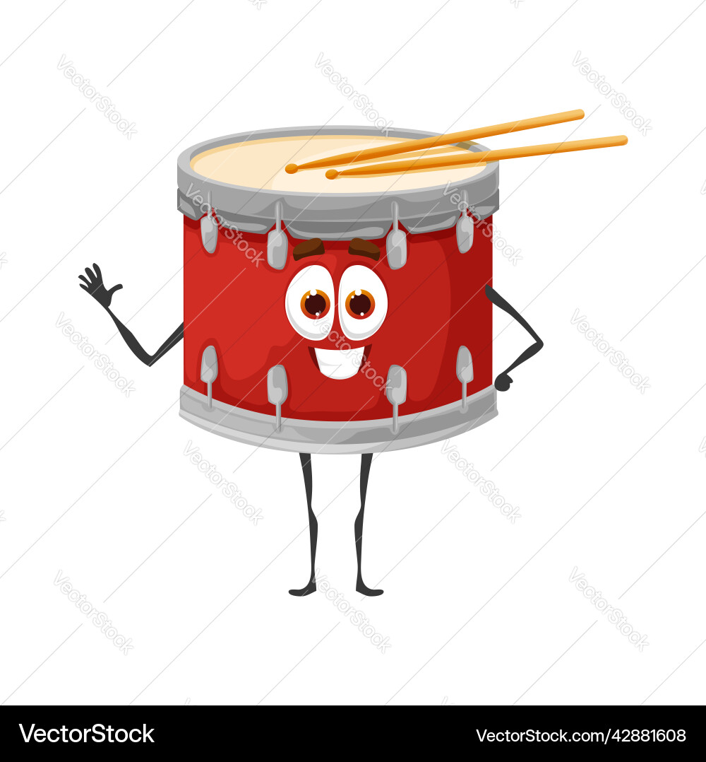 Funny Drum Character with Sticks Royalty Free Vector Image