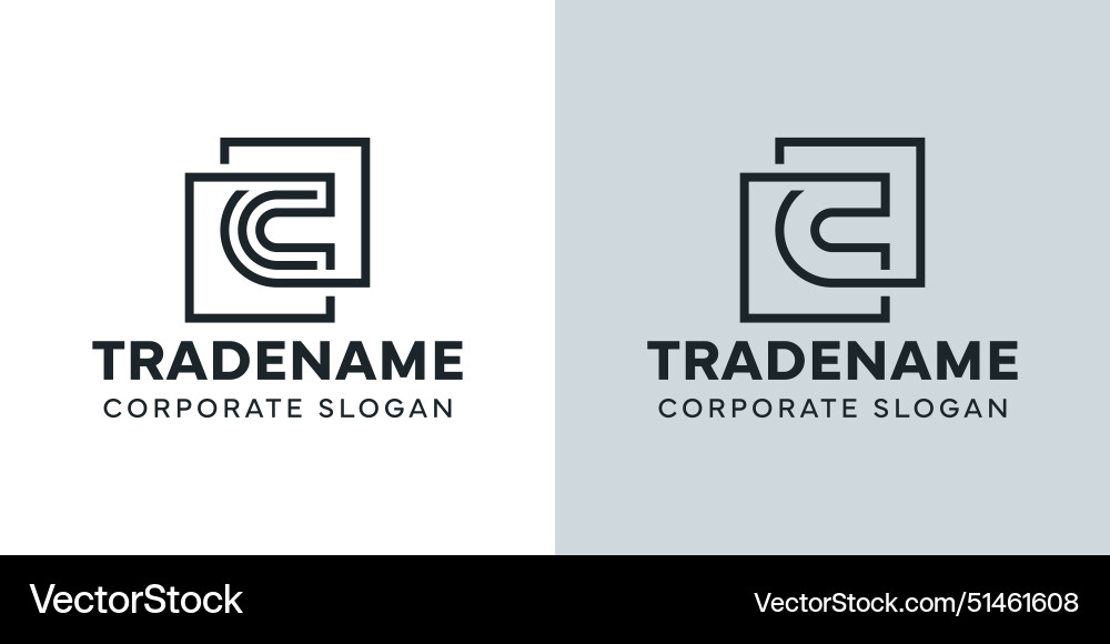 Modern letter c with double square logo Royalty Free Vector