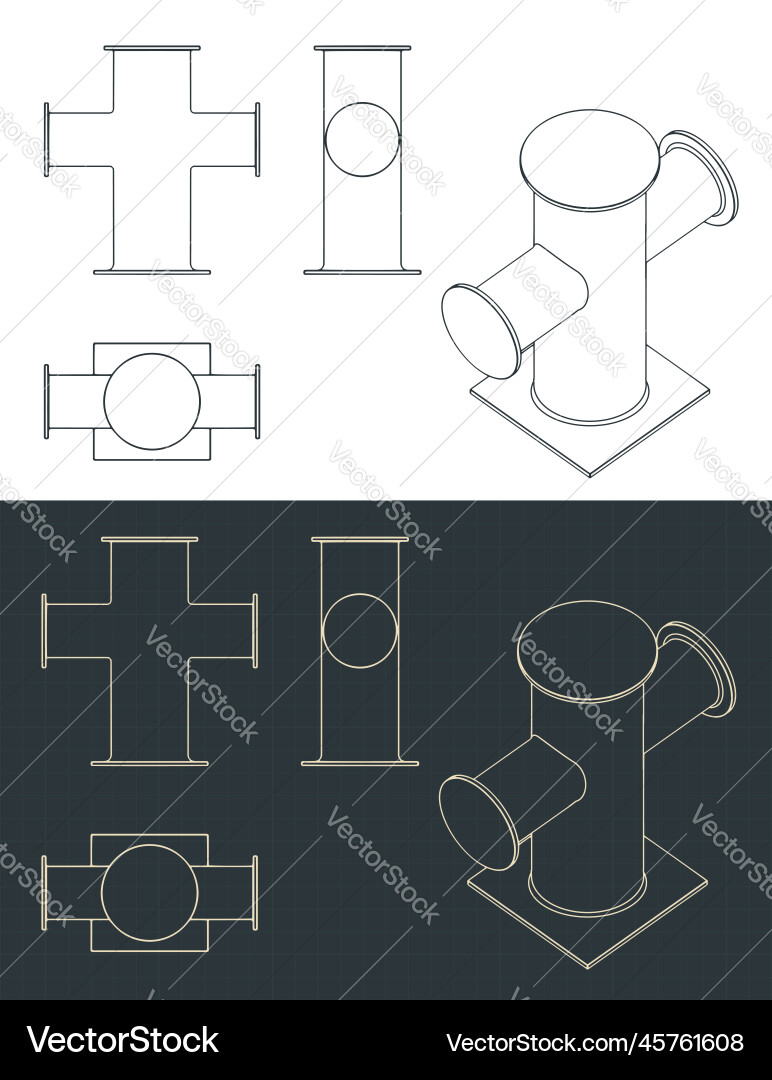 Mooring bitt drawings Royalty Free Vector Image