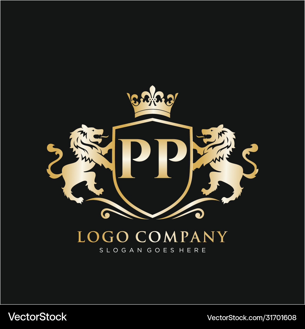 Pp letter initial with lion royal logo template Vector Image