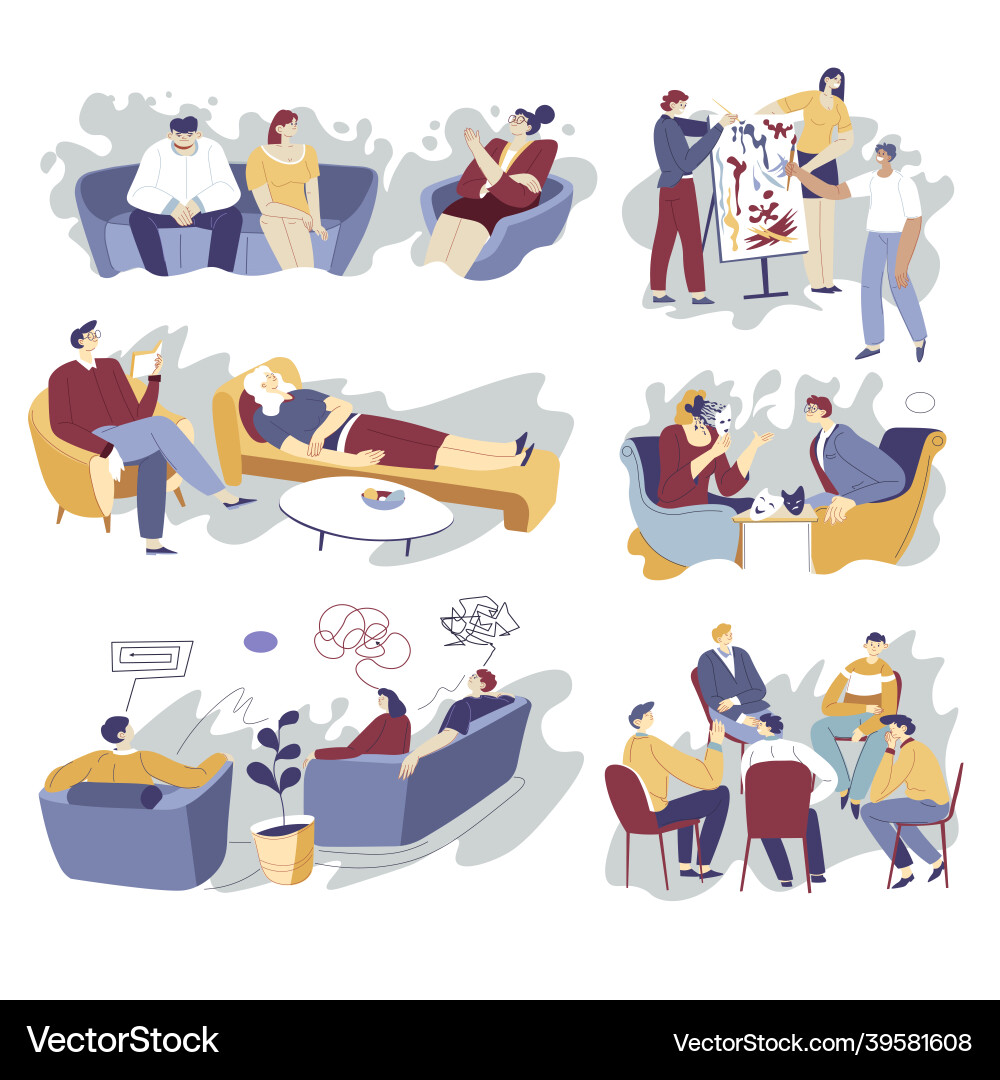 Psychotherapy and mental help support Royalty Free Vector