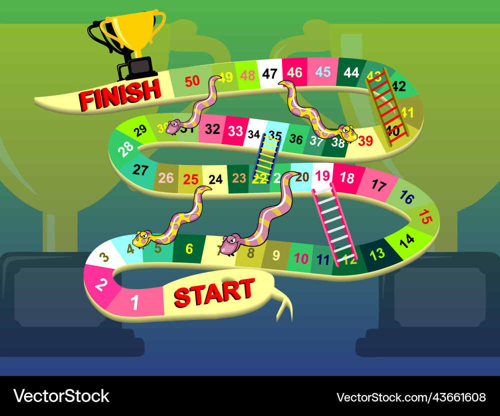 Snakes And Ladders Board Game Cartoon Illustration Royalty