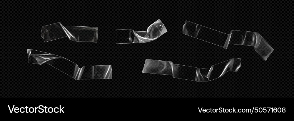 Transparent adhesive tape pieces set Royalty Free Vector