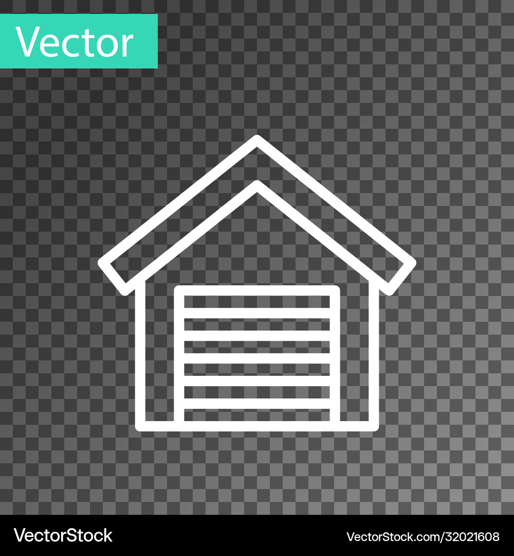 White line garage icon isolated on transparent Vector Image