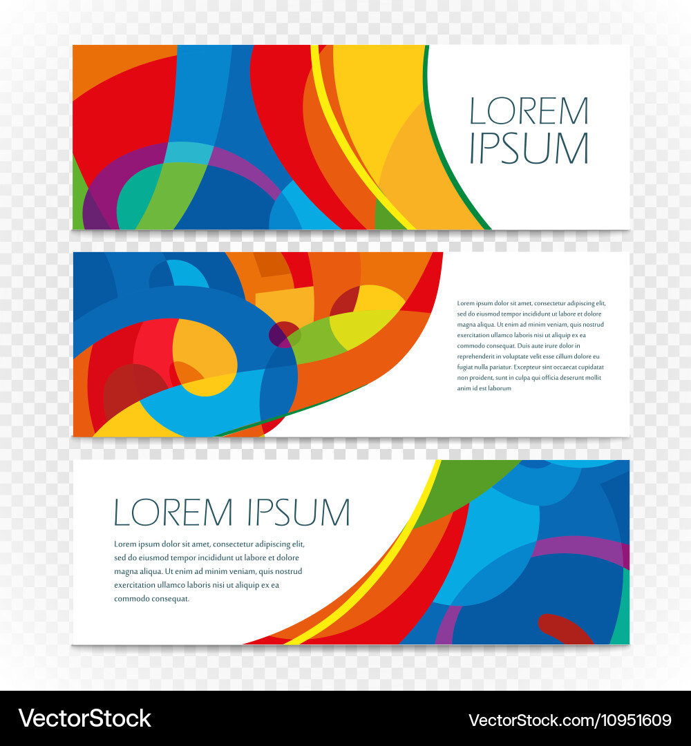 Abstract colorful banners set on transparent Vector Image