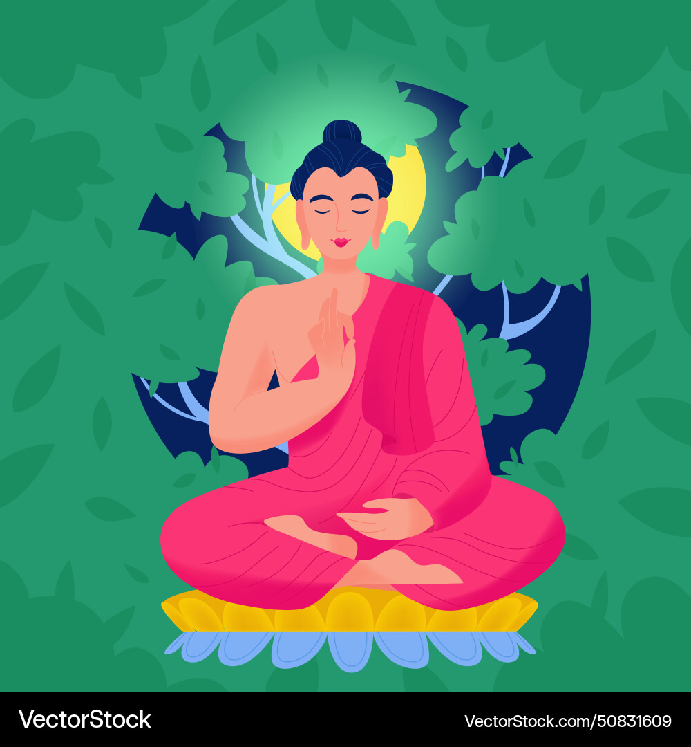 Ancient indian hindu god buddha composition Vector Image
