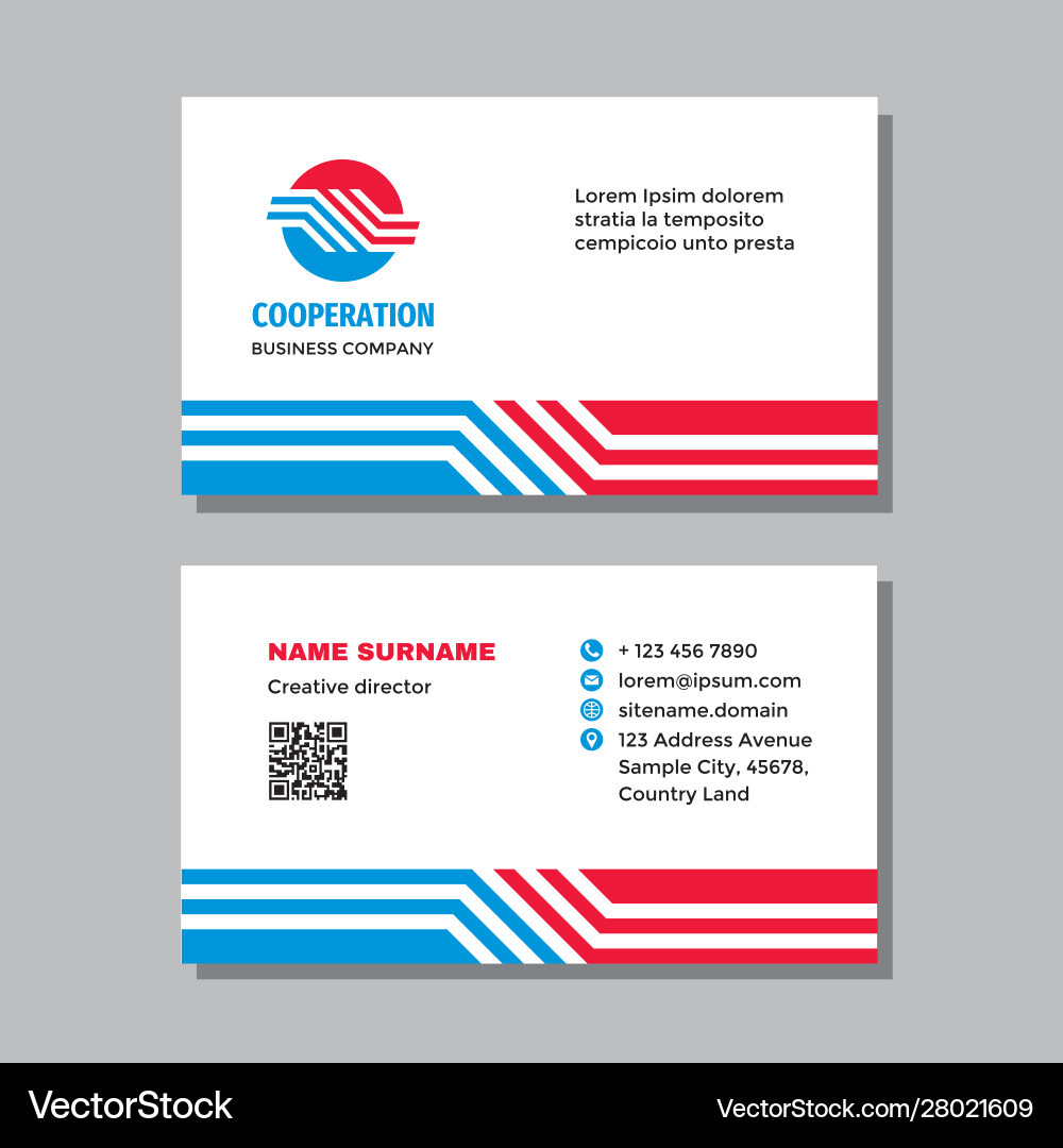 Business card template with logo - concept design Vector Image
