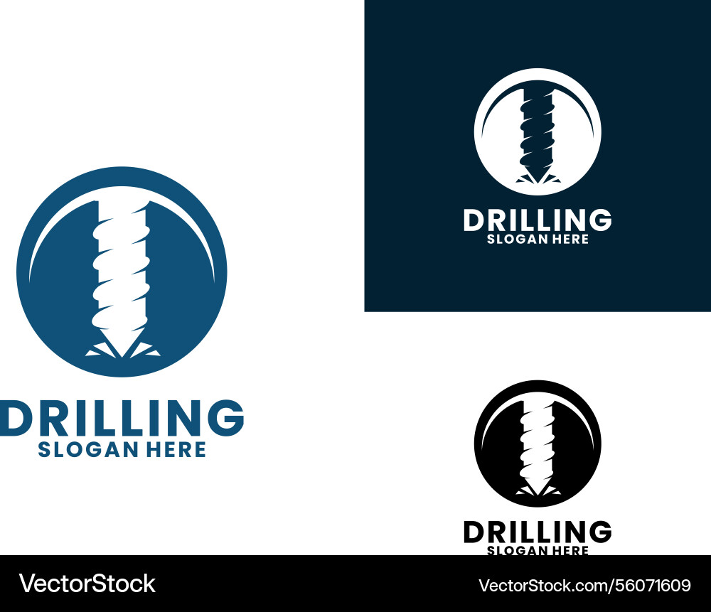 Circle drill mining logo design drill simple Vector Image
