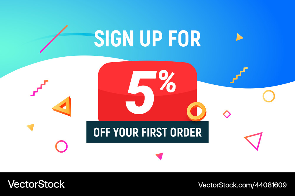 Coupon code discount sign up advertising offer Vector Image