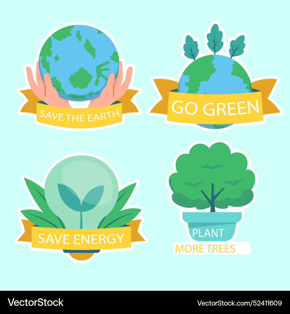 Flat elements collection for earth day celebration