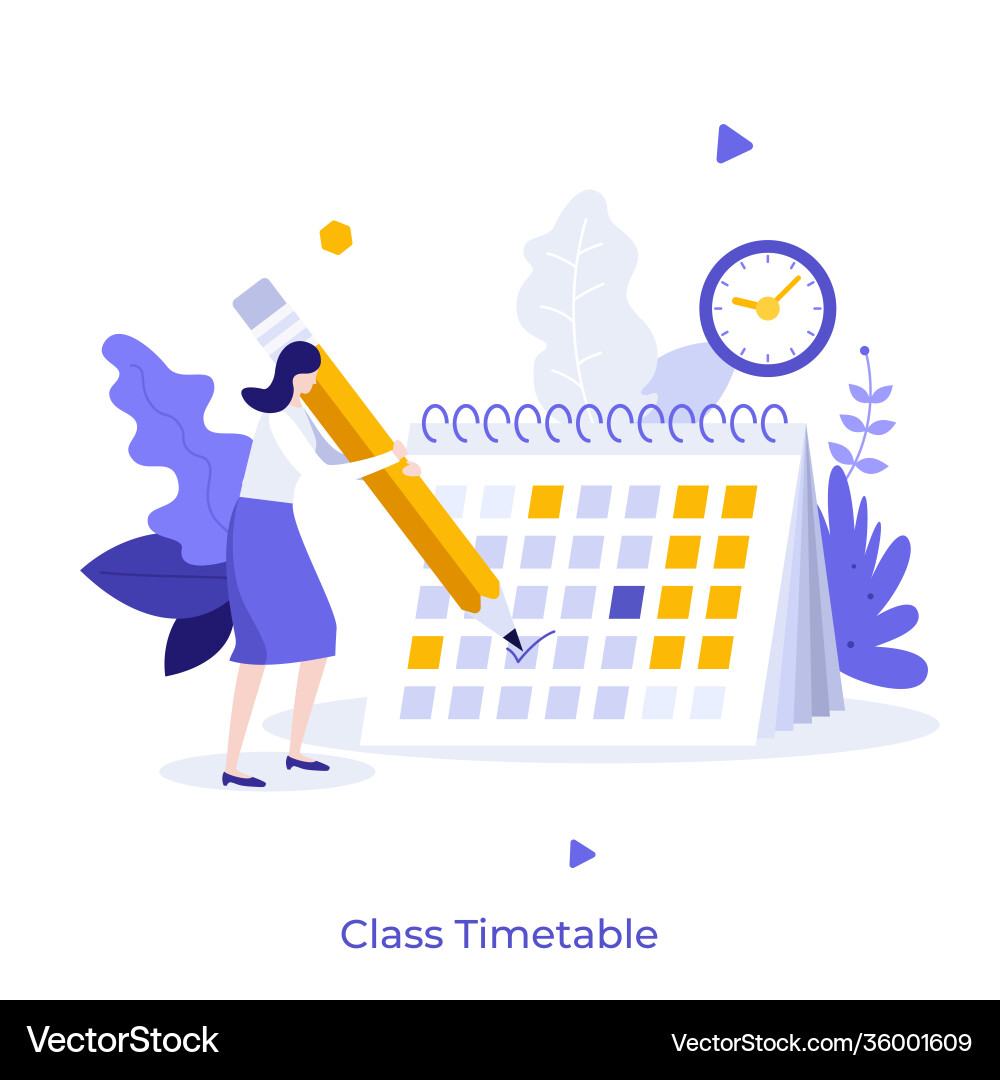 Girl Planning Schedule Royalty Free Vector Image