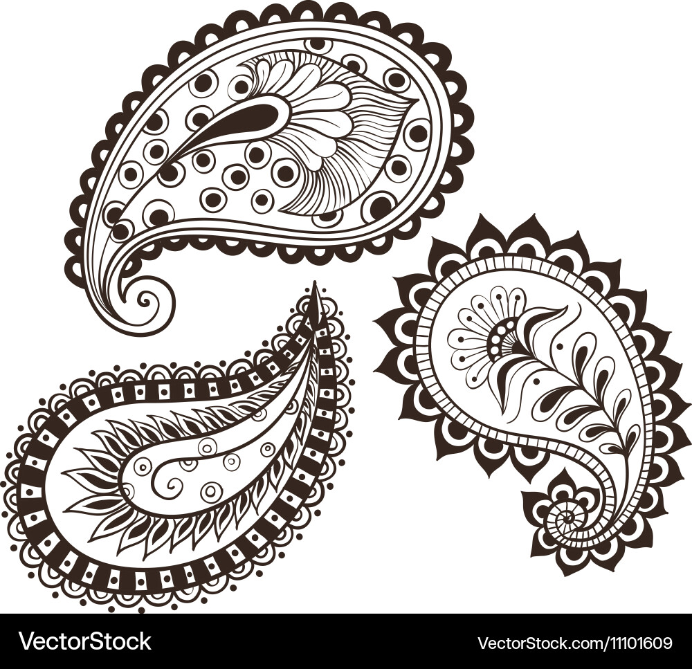 Hand-drawing set paisley Royalty Free Vector Image