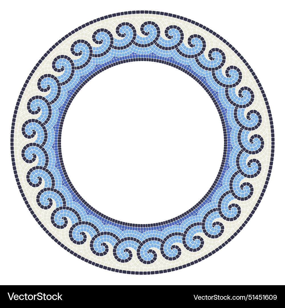 Round mosaic frame with sea waves circle in Vector Image