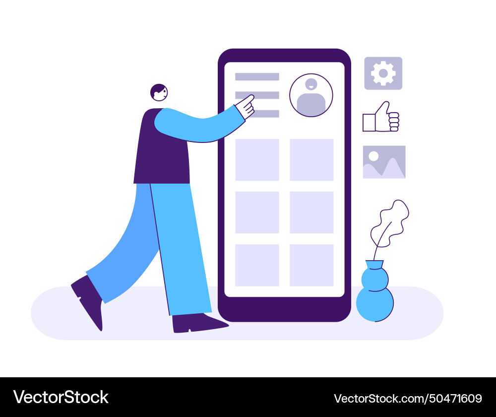 Smm manager concept man working in social media Vector Image