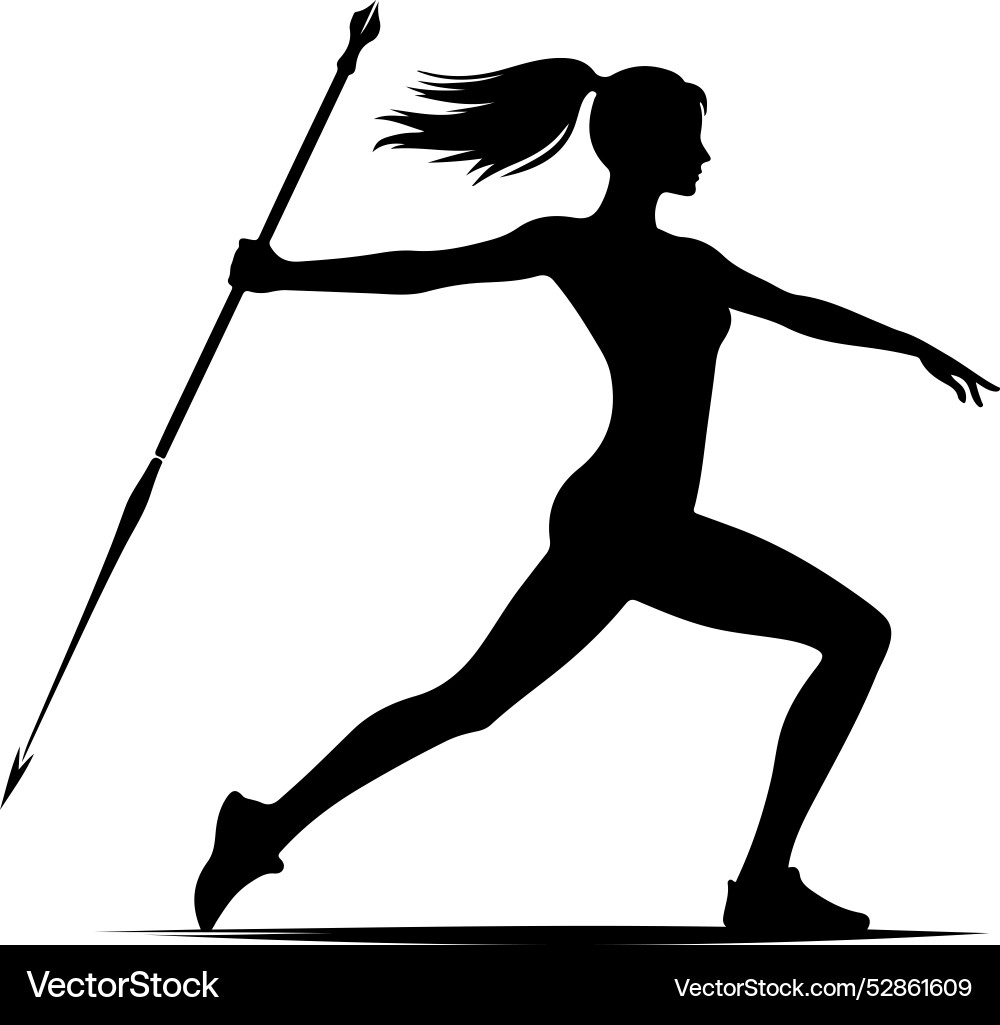Woman javelin pose silhouette 3 Royalty Free Vector Image