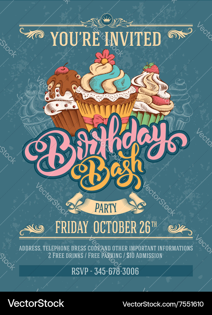 Birthday bash party Royalty Free Vector Image - VectorStock