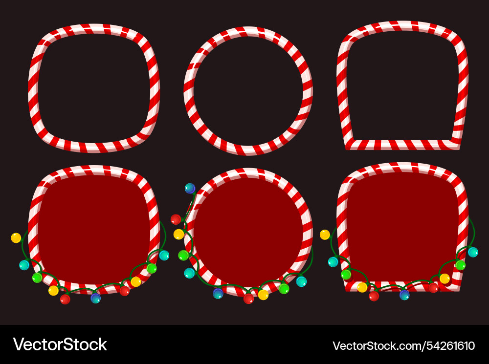 Candy cane frame collection christmas border Vector Image