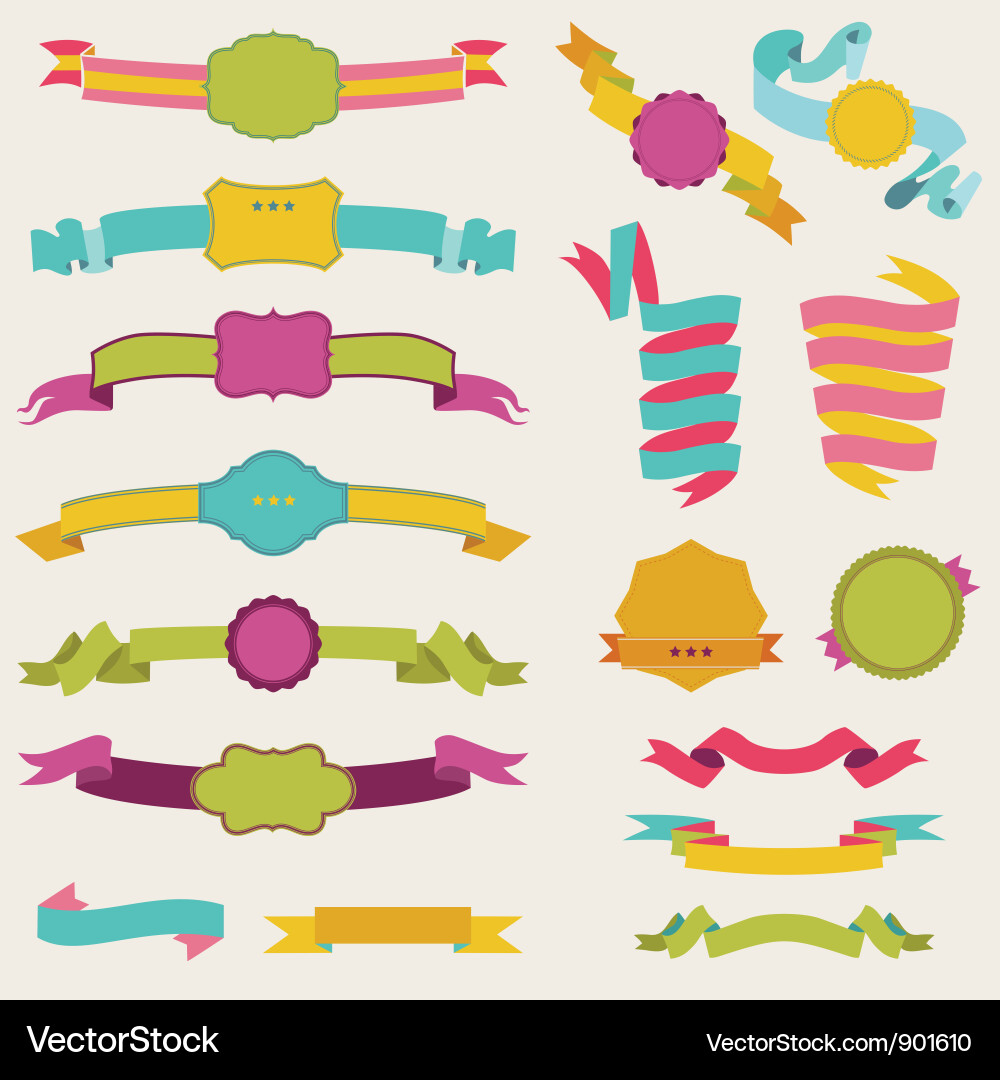 Colorful Ribbon Set - Celebration & Text Vector Image