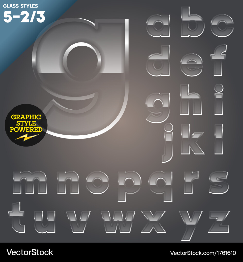 Glass font powered graphic styles Royalty Free Vector Image