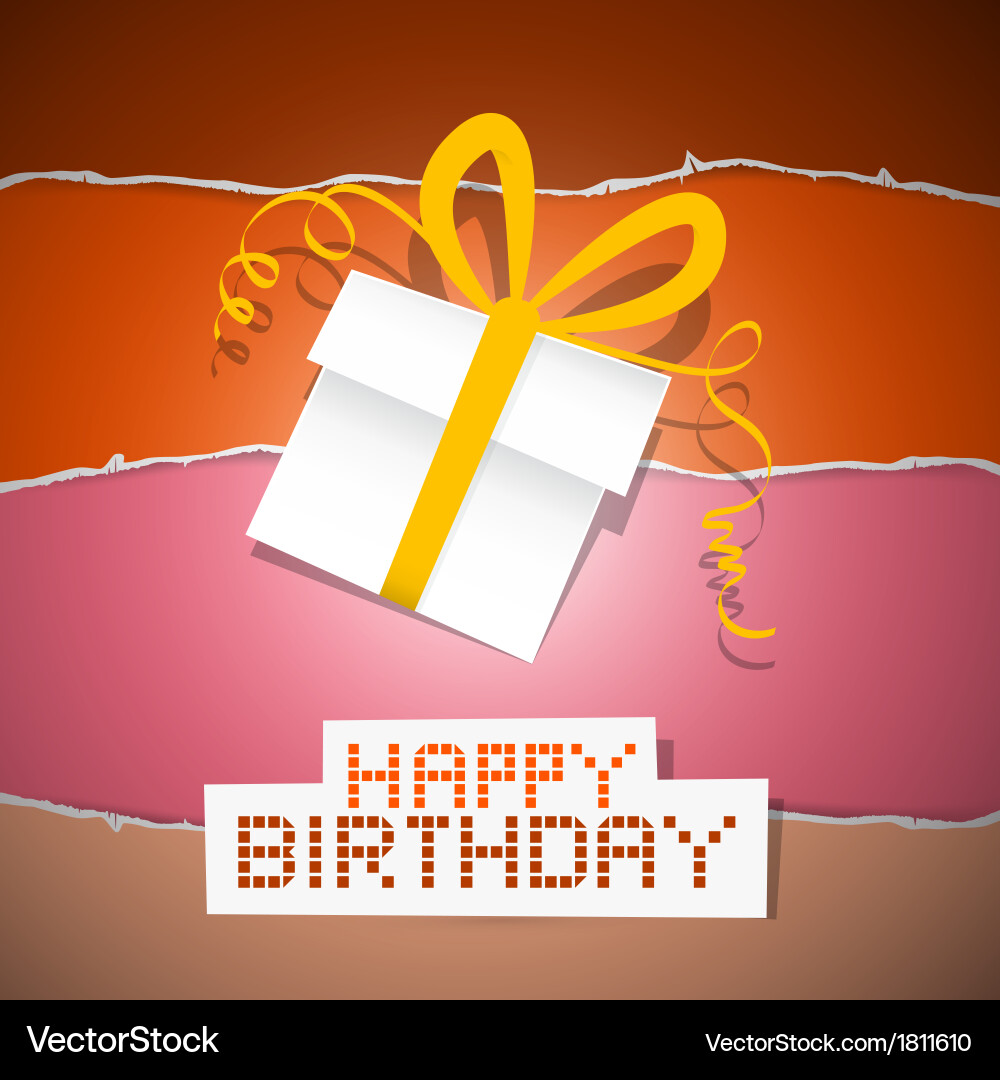 Happy birthday torn paper retro background Vector Image