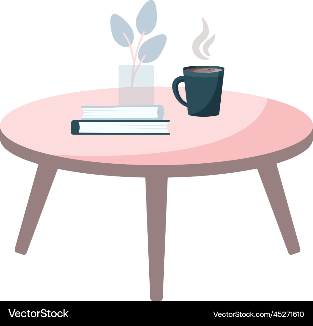 Isolated round coffee table Royalty Free Vector Image