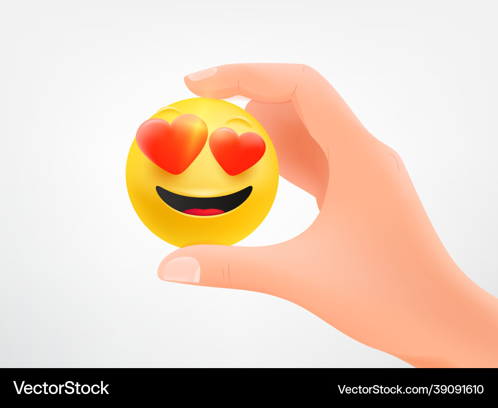 Man holding emoji in a hand Royalty Free Vector Image