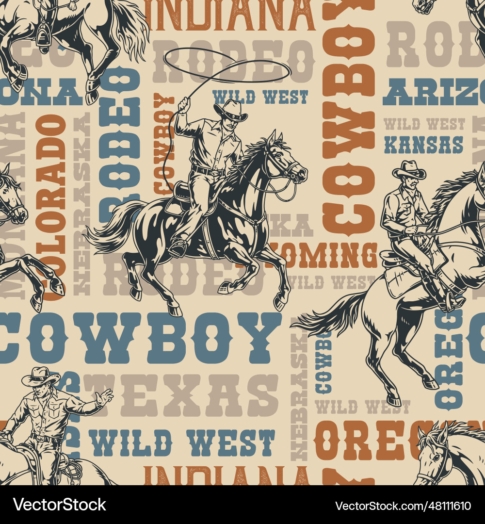 Rodeo Cowboy Pattern Royalty Free Vector Image