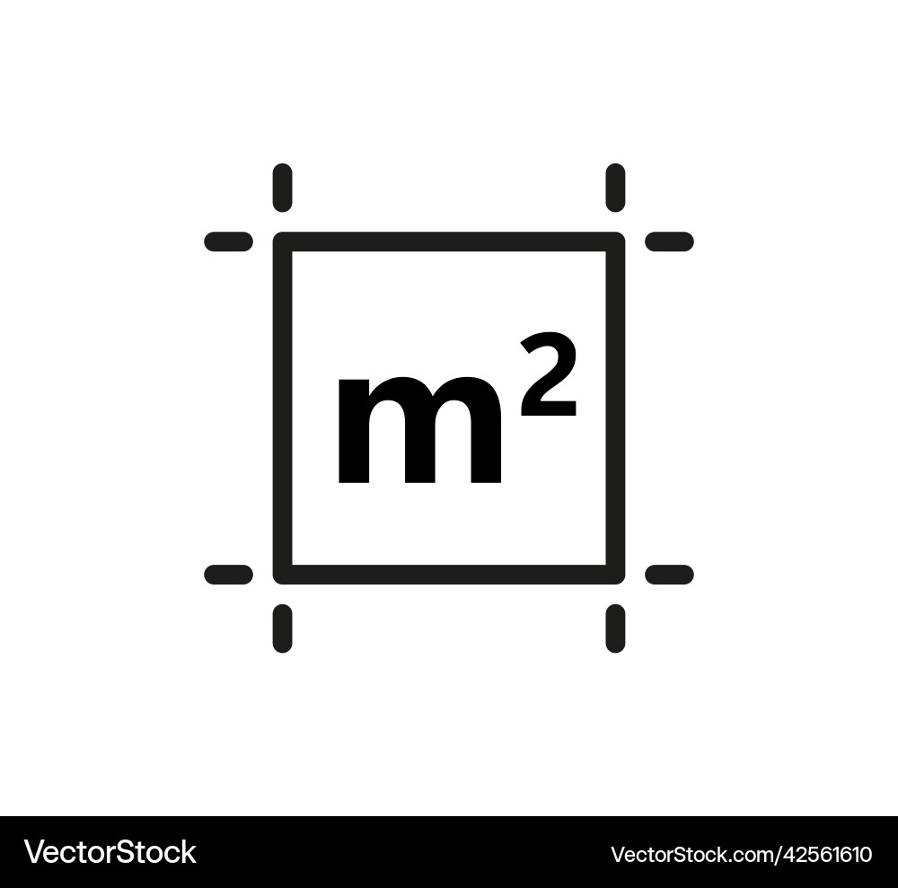 Square meter icon m2 sign flat area in Royalty Free Vector