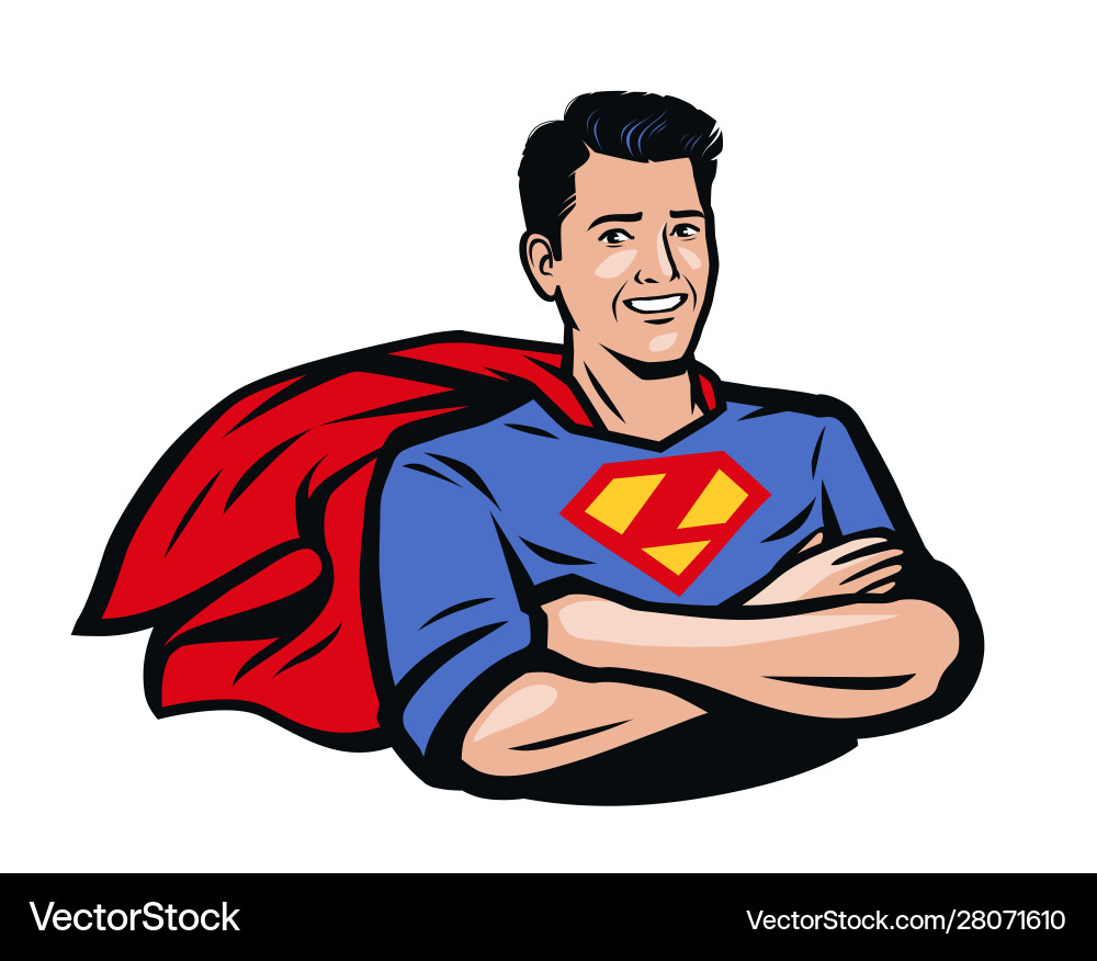 Strong superhero pop art retro comic style Vector Image