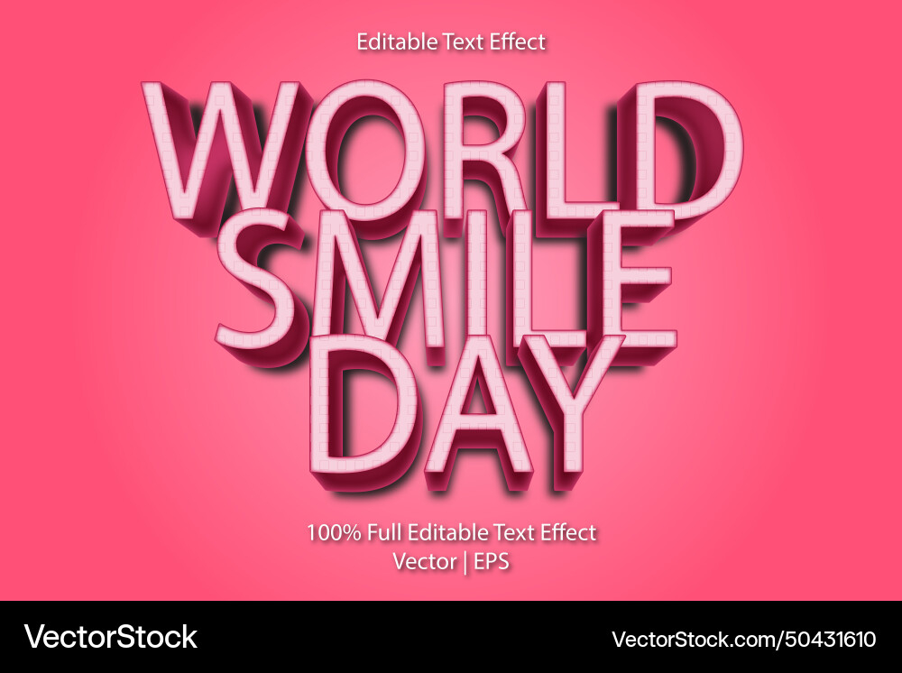 World smile day editable text effect cartoon style