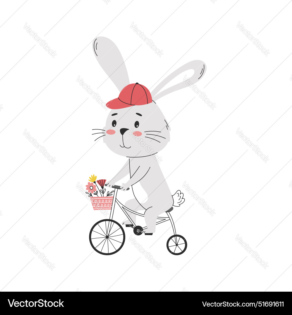 A smiling rabbit riding bicycle Royalty Free Vector Image