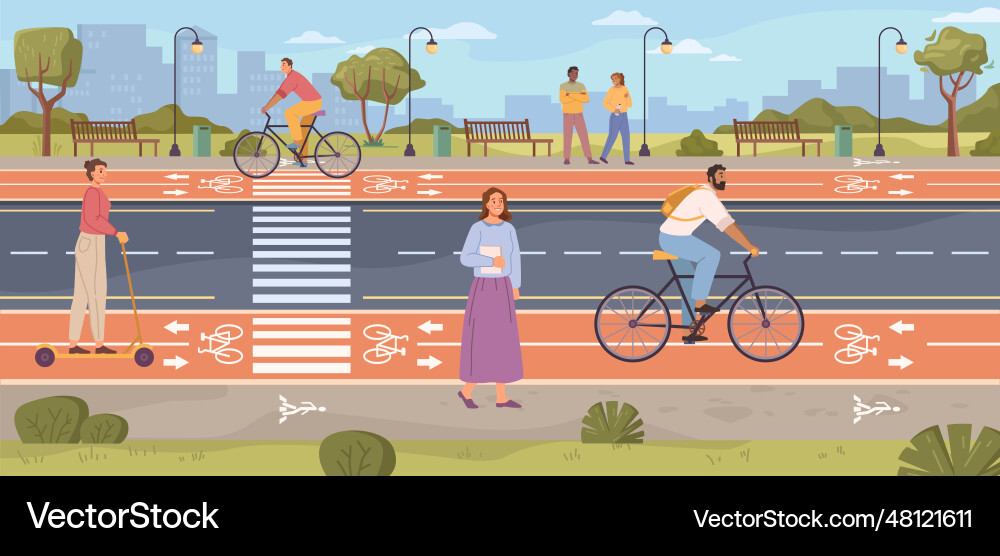 Bike walking path cyclist traffic or road rules Vector Image