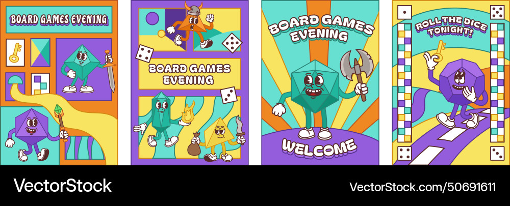 Board games evening event banners invitation Vector Image