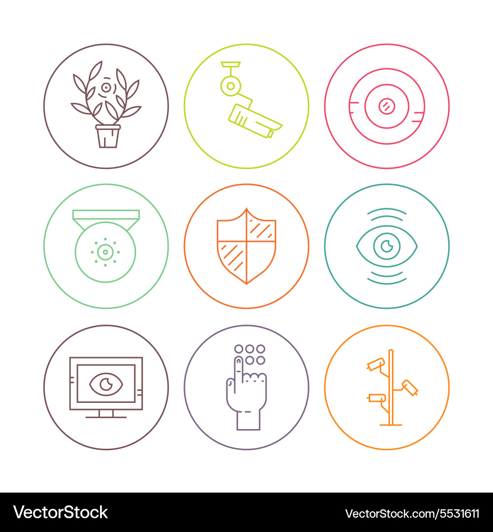 Cctv icons in circles Royalty Free Vector Image