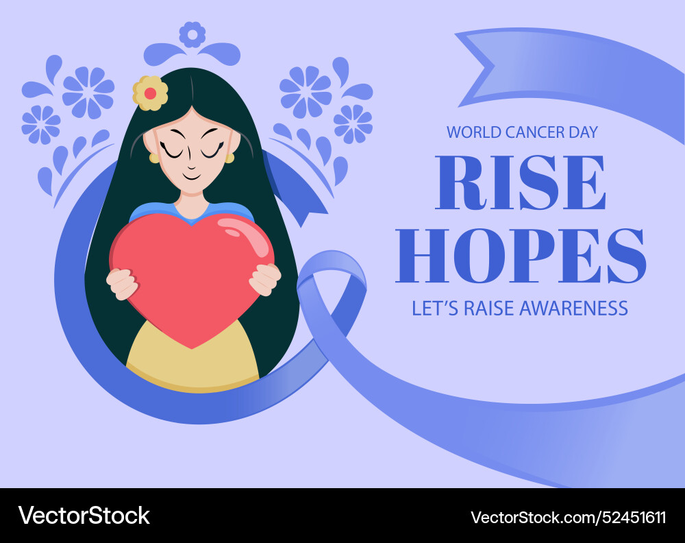Flat world cancer day brochure template Royalty Free Vector