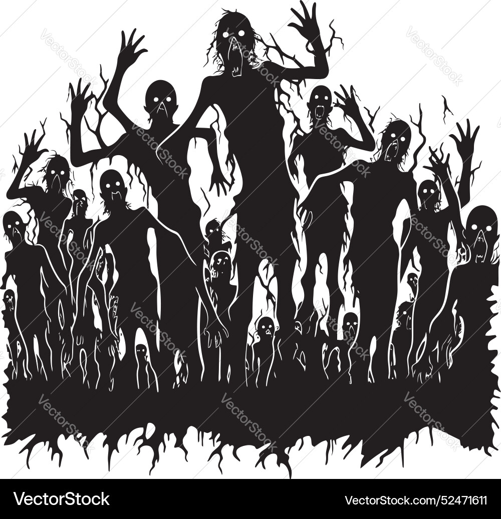 Gruesome gathering doodle zombies emblem Vector Image