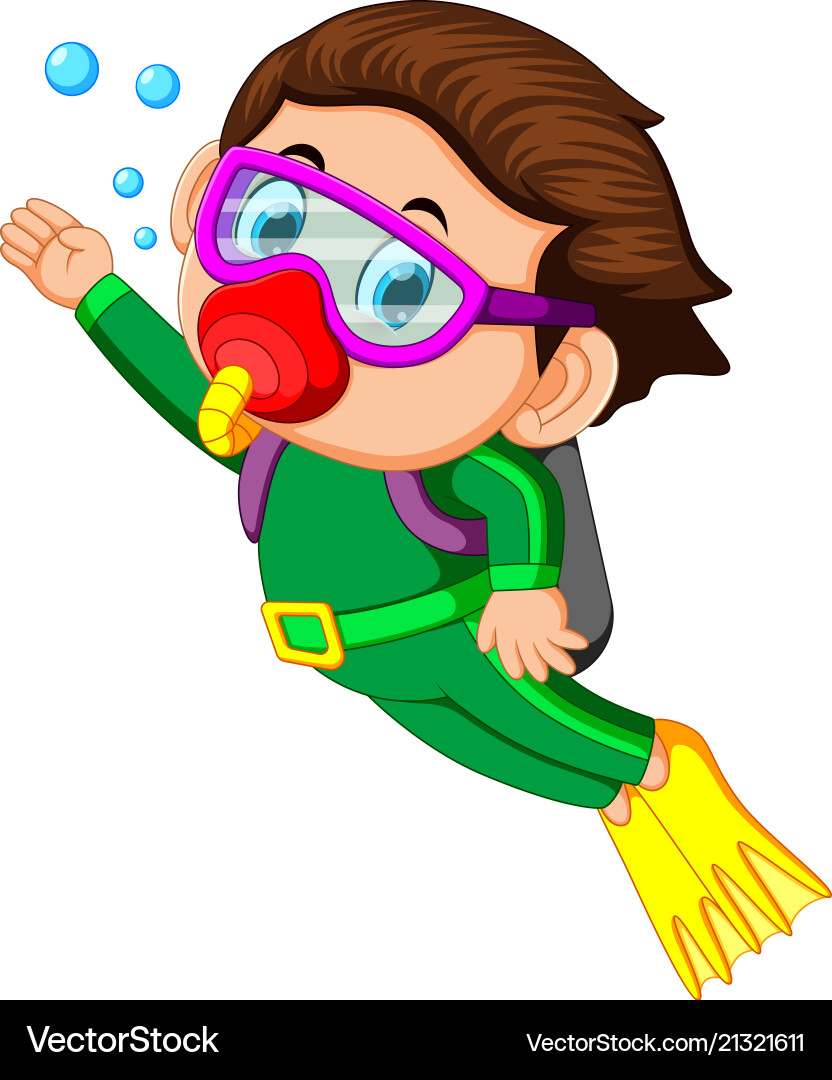 Happy boy diving Royalty Free Vector Image - VectorStock