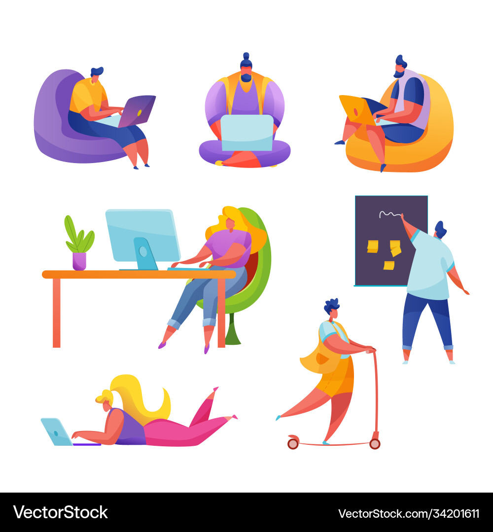 People workplace freelancer and office men Vector Image