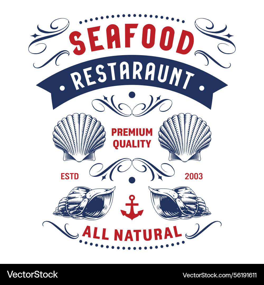 Premium seafood restaurant logo design Royalty Free Vector